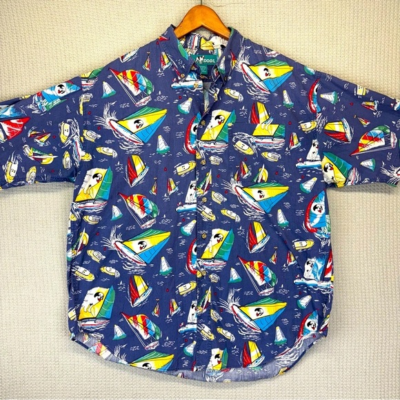 Big Dogs | Shirts | Vintage Big Dogs All Over Logo Hawaiian Polo Shirt ...